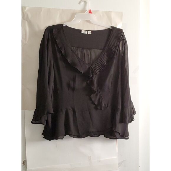 Cato | Tops | Cato Womens Plus Sized Top Shear Black Flouncy Sexy ...